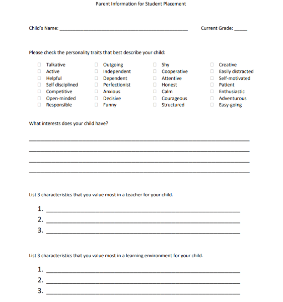 McCord Public School District - Parent Input for Student Placement